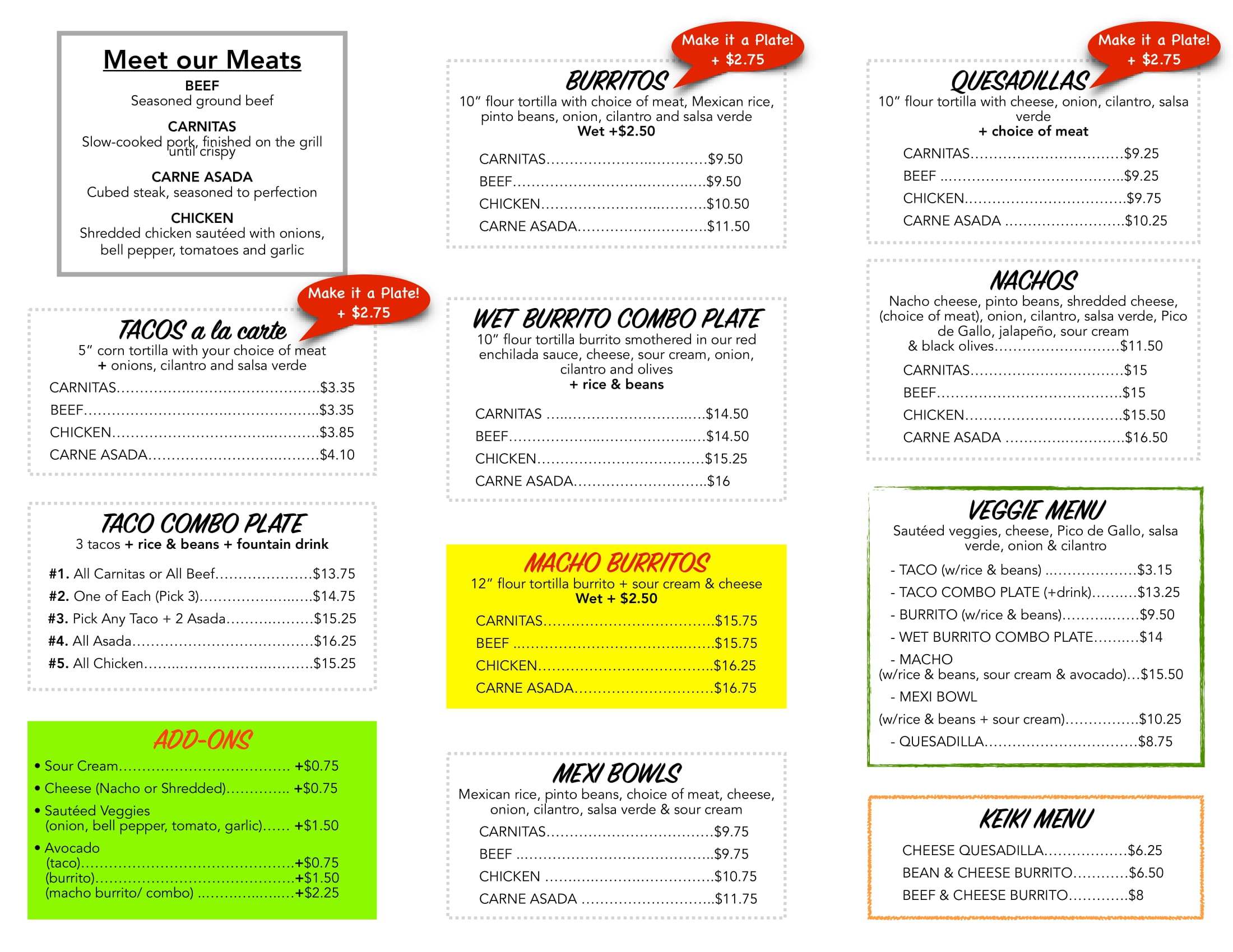Menu-pearl | Alejandros Mexican Food Pearl City